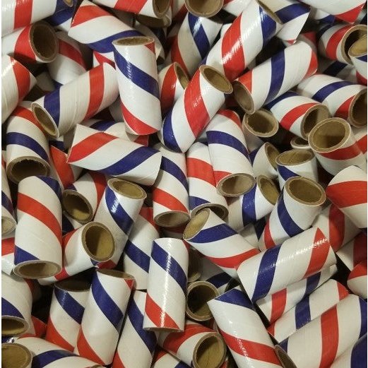 50pc 9/16" id - 1 1/2" long - 1/16" wall Red White Blue Striped Tube ...