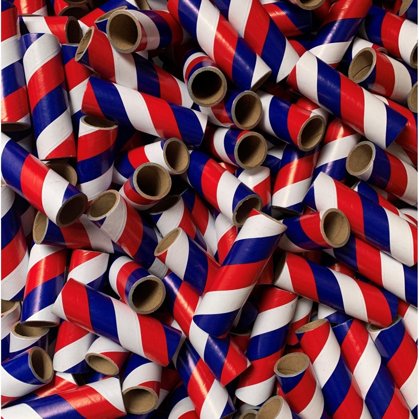 25pc 1" id - 4" long - 1/8" wall Red White Blue Striped Tube – Pyro Direct